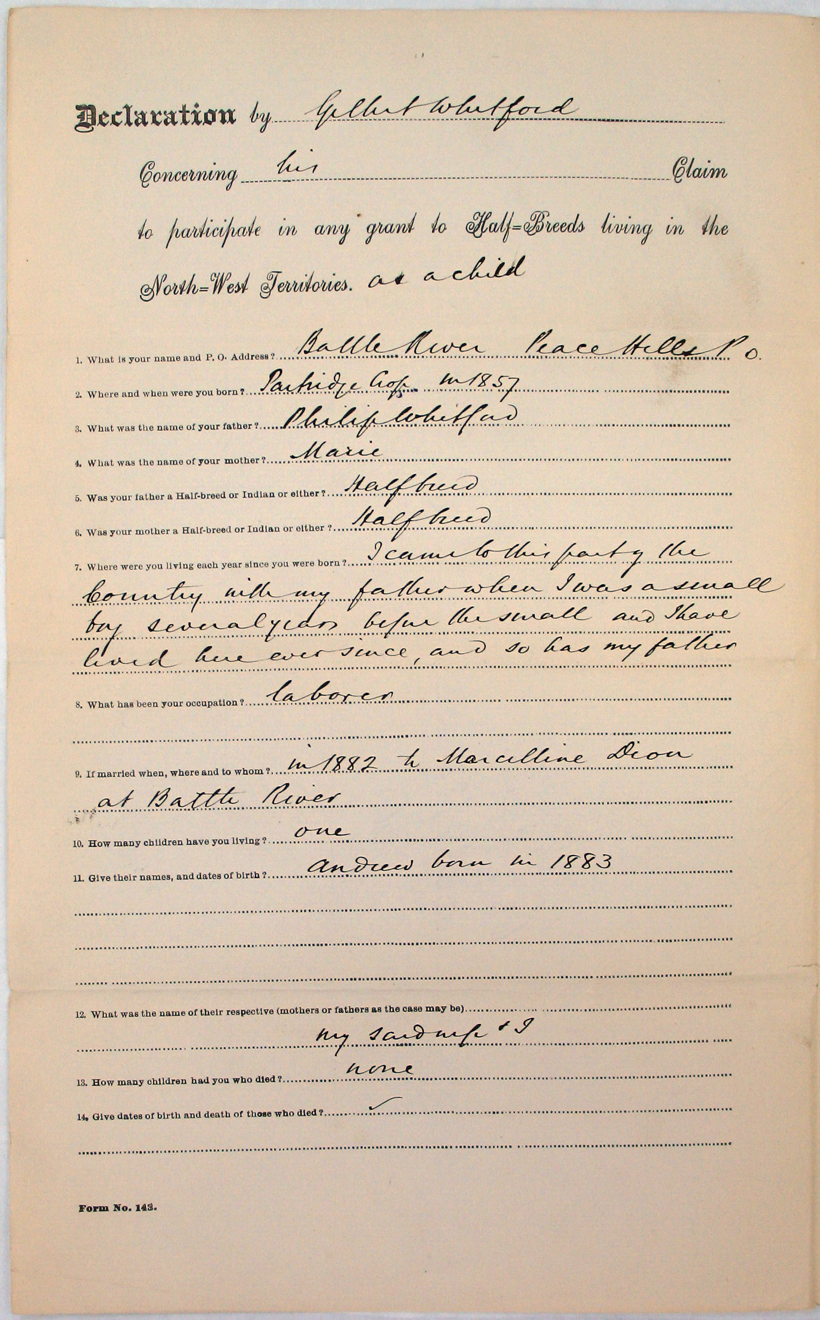 Métis National Historical Online Database