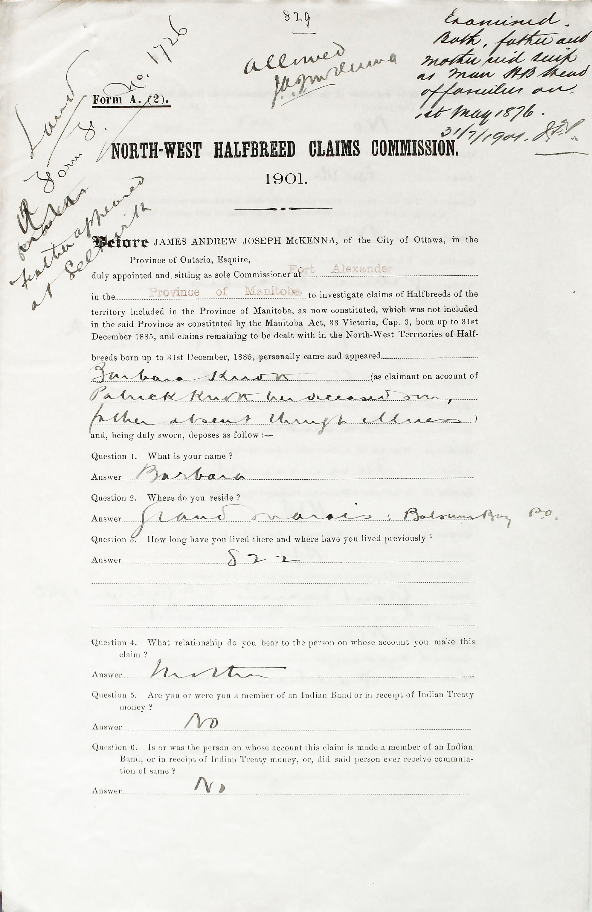 Métis National Historical Online Database